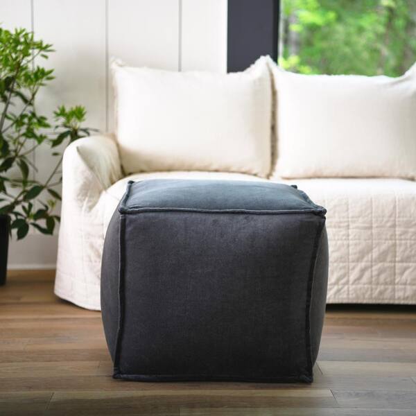 Square velvet pouf store
