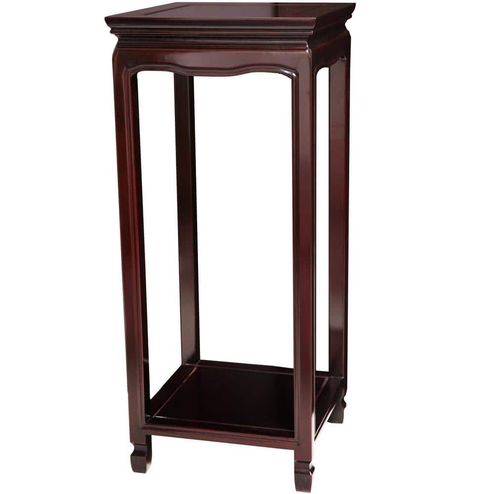 Red Lantern 12 in. Rosewood Oriental Square Stand in Dark Rosewood ...