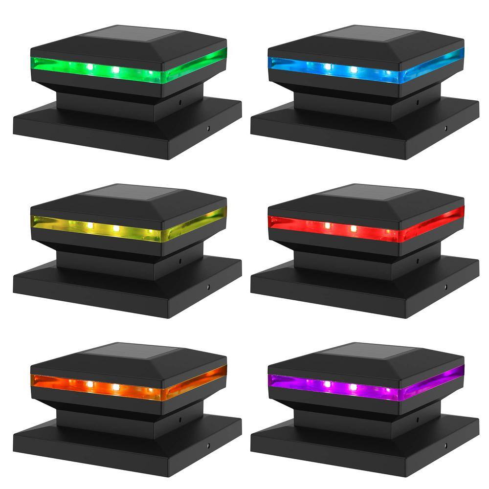 Angel Sar 6-Pack 15 Lumen Outdoor Post Cap, Warm White RGB LED Lighting ...