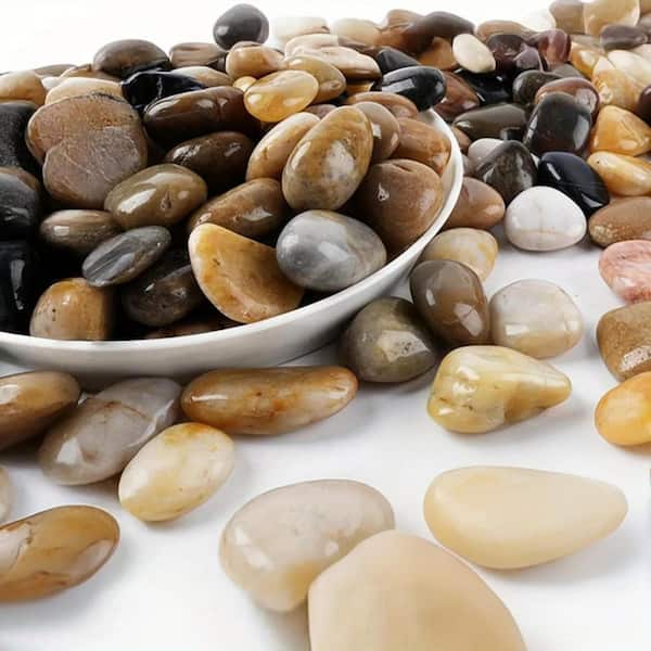 OGETFUUR 15 lb Natural River Rocks Decorative Polished Rocks for Plants ...