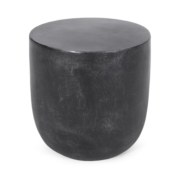 Matte Black Magnesium Oxide Lightweight Concrete Barrel Side Table ...