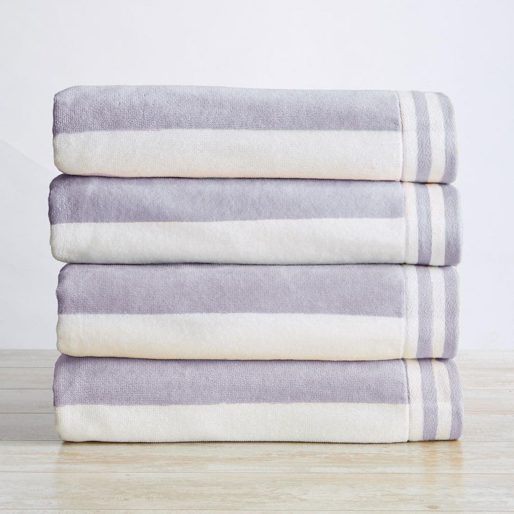 FRESHFOLDS Lavender Purple 100% Cotton Cabana Stripe Oversized 4 Pack ...