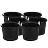 HOMZ 18 Gal. Black Plastic Utility Storage Bucket Tub w/Rope Handles (6 ...