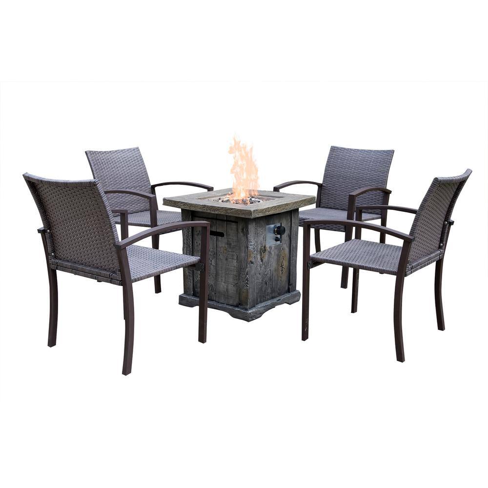 Crawford & Burke Santiago 24 in. x 24.8 in. Square MGO Propane Gas Fire ...