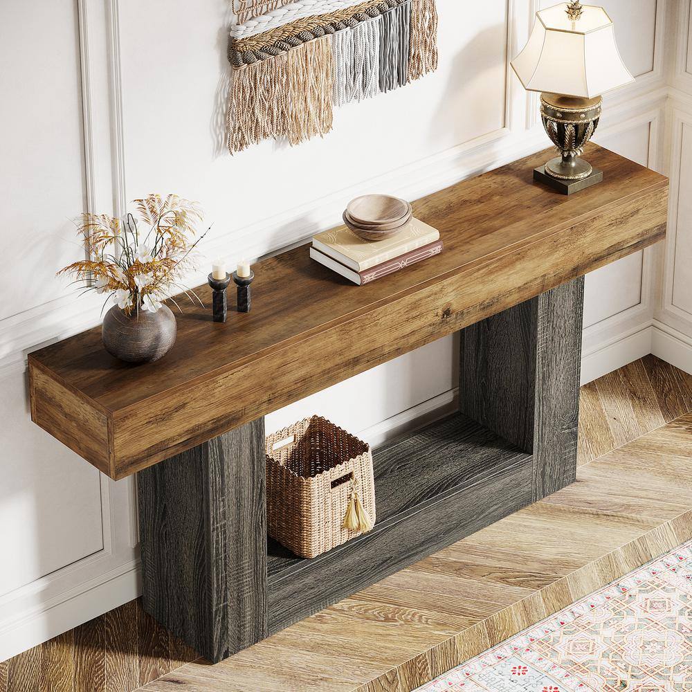 Have a question about BYBLIGHT 63 in. Gray Rectangle Wood Console Table ...