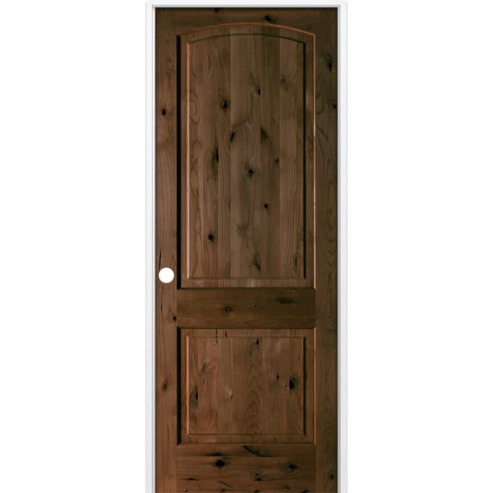Krosswood Doors 36 in. x 96 in. Rustic 2-Panel Arch Top Right-Hand ...