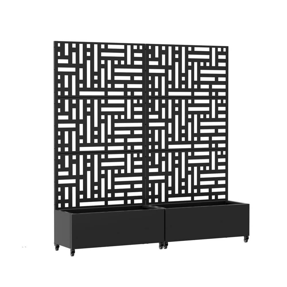 SpassWay 6 ft. H x 3 ft. W Metal Planter Box Privacy Screen Garden Bed ...