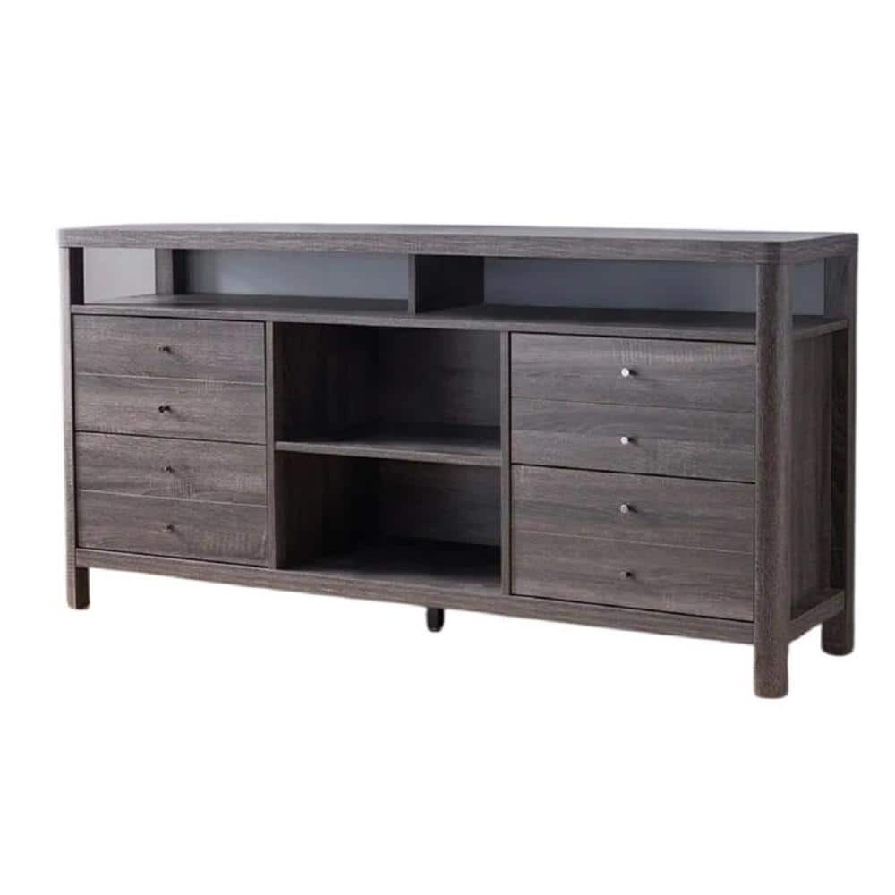 FC Design Distressed Grey Buffet Table with Four Drawers and Storage ...