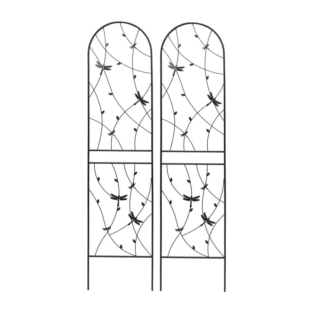 Tenleaf 2-Piece Black Metal Garden Trellis 19.7 x 86.7 in. Rustproof Trellis for Climbing Plants ...