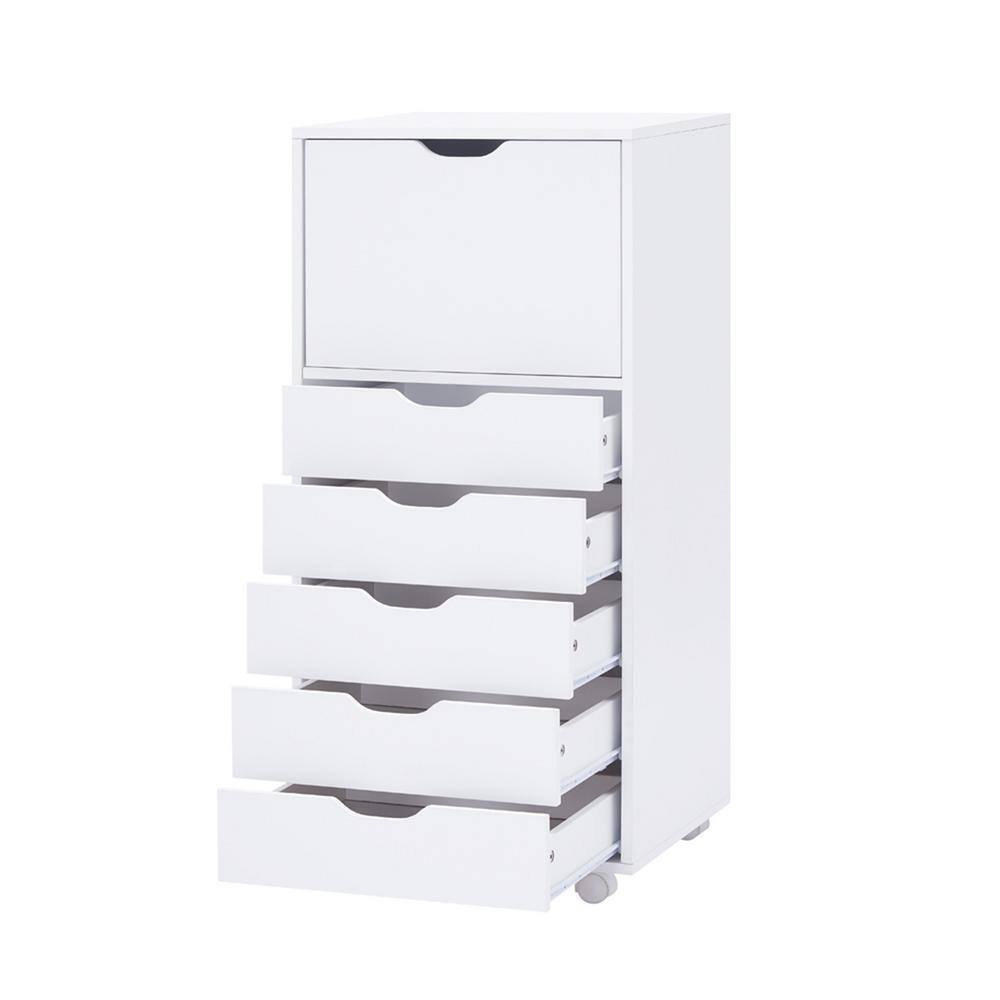 HOMESTOCK White, 6-Drawer 41 in. H x 16 in. W x 19 in. D Wooden File ...