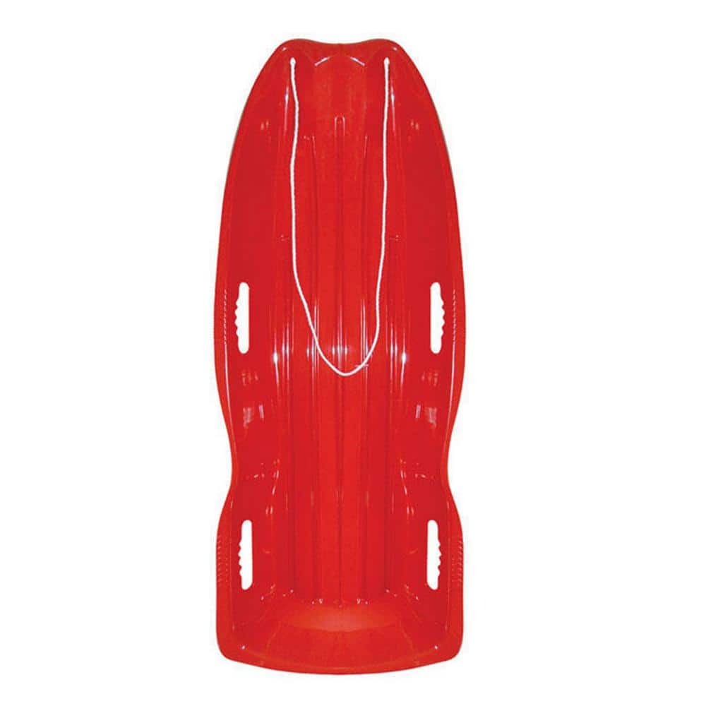 Ejoy Red Downhill Winter Toboggan Snow Sled with Rope (2-Pack of Medium ...