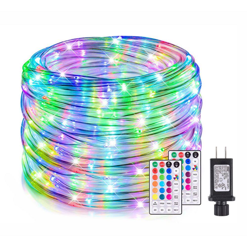 OBJLGEV 99 ft. Outdoor 18 Colors Plug-In Integrated LED Rope Light (1 ...