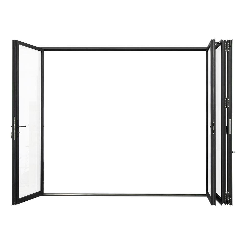 ATVIO 144 in. x 80 in. Black Aluminum Folding Patio Door, 1 Left + 3 ...