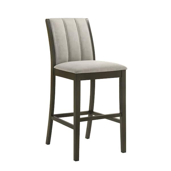 Armen Living Nolan 44 in. H Bar Height Gray Low Back Wood Bar Stool ...