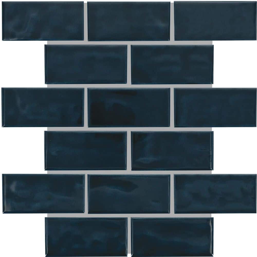 Marazzi Artezen Deep Blue 12 in. x 12 in. Glossy Ceramic Brick Joint ...