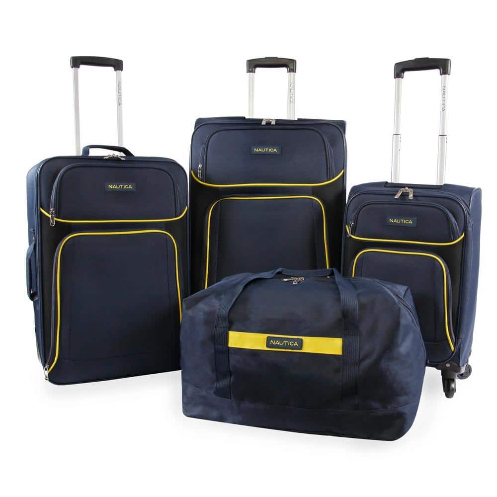 Nautica Seascape Collection 4-pcs Softside Luggage Set - Navy/Yellow NT ...