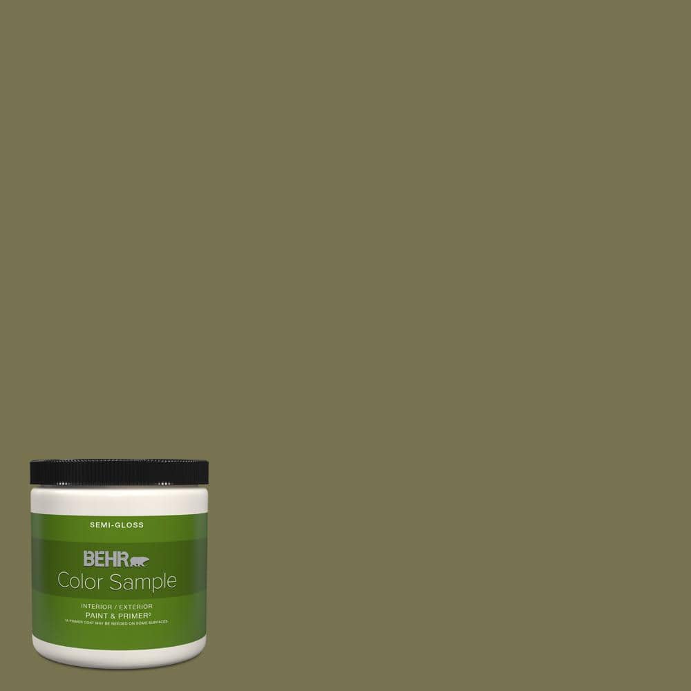 BEHR PREMIUM PLUS 8 oz. #S350-6 Truly Olive Semi-Gloss Interior ...