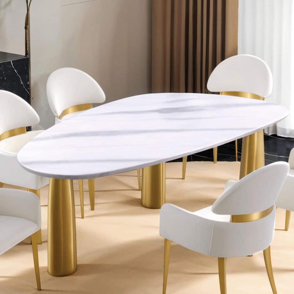 Furniture of America Varand Contemporary White Triangle Sintered Stone ...