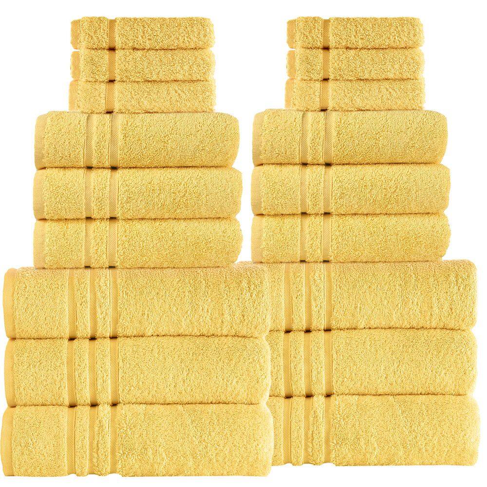 Hawmam Linen Premium 18-Piece Turkish Cotton Towel Set :Yellow:-6 Bath ...