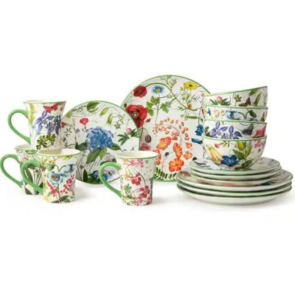 Certified International Green House 16-Piece Multi-Colored Dinnerware ...