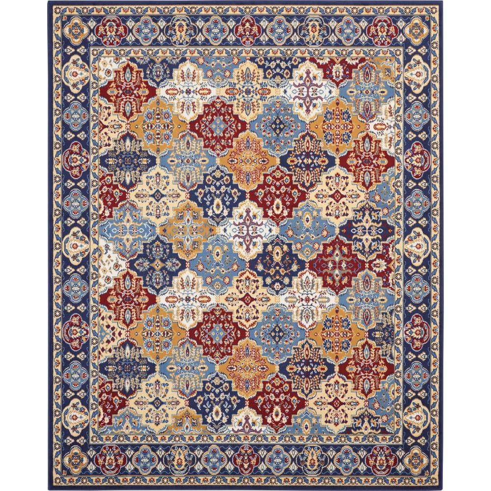 Nourison Grafix Multicolor 8 ft. x 10 ft. Persian Medallion Traditional ...