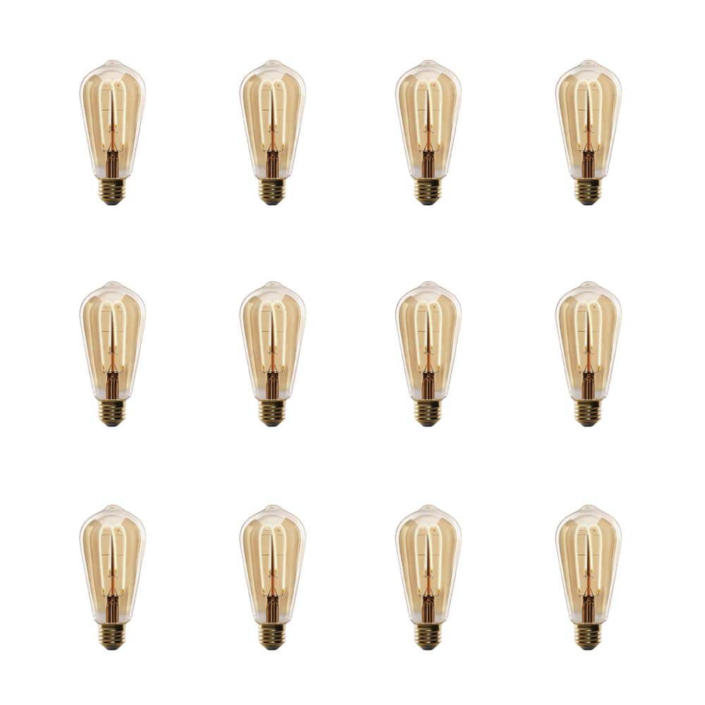 Feit Electric 40-Watt Equivalent ST19 Dimmable M Shape Filament Amber ...