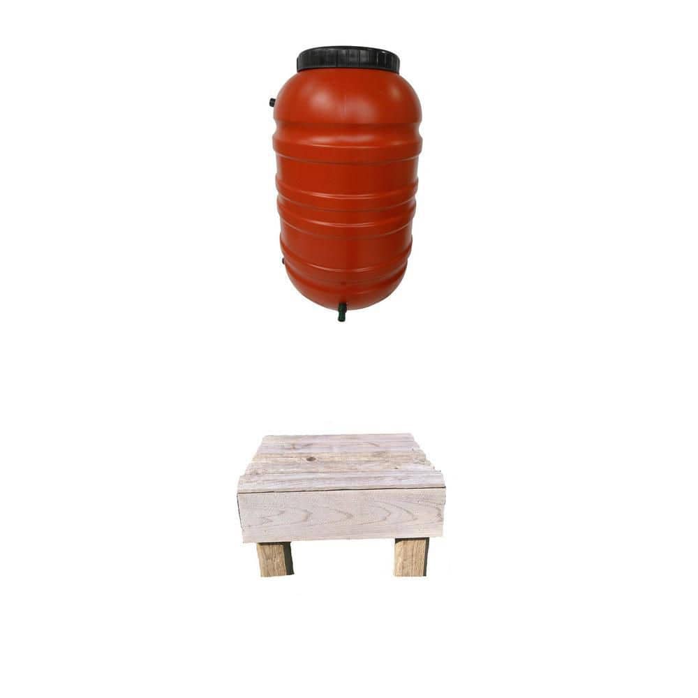 Terra Cotta 55 gal. Rain Barrel Model TC-55 with Rainbarrel Pedestal ...