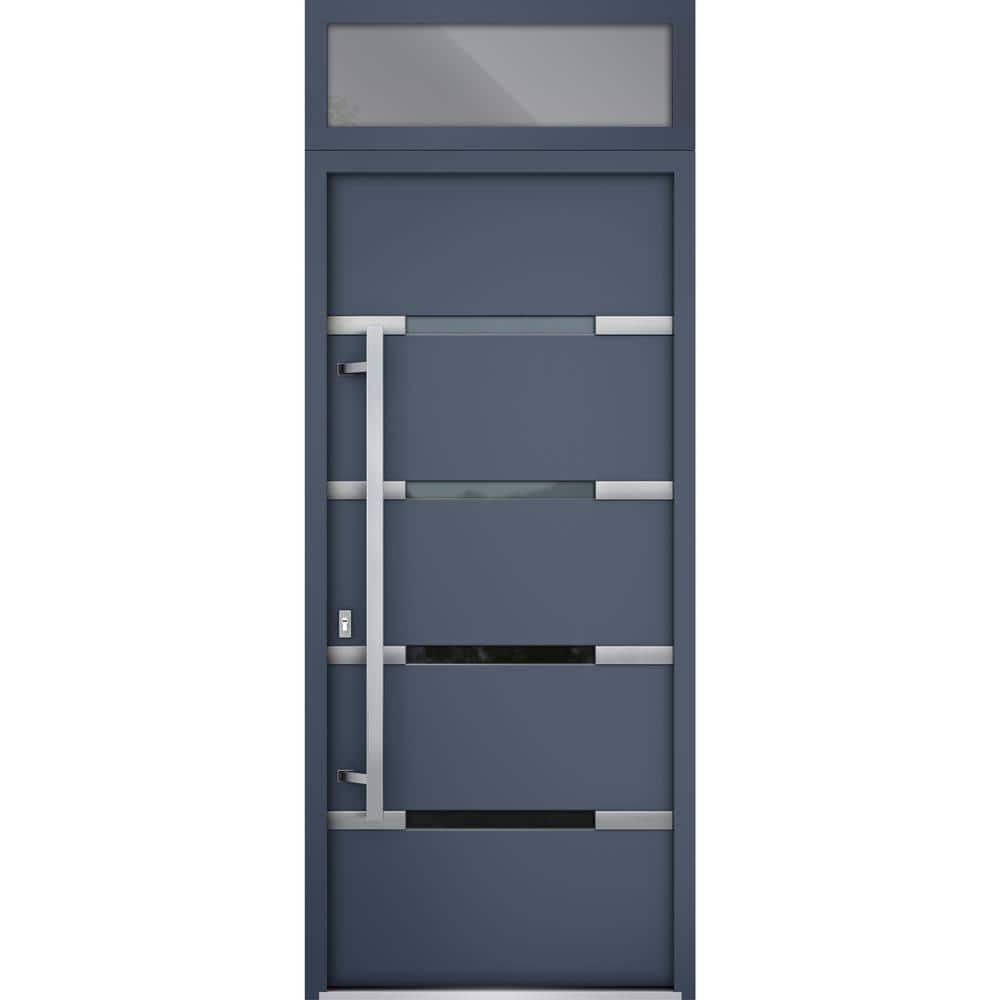 VDOMDOORS 1105 36 in. x 96 in. Right-Hand/Inswing Frosted Glass Gray ...