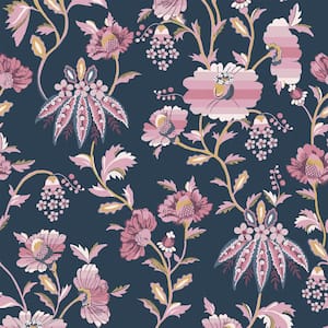 Kingdom Posey Blue Wallpaper Sample 12552994 - The Home Depot