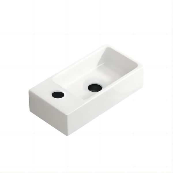 Satico 14.17 in. Wall-Mounted Small Rectangular Ceramic Bathroom Sink ...