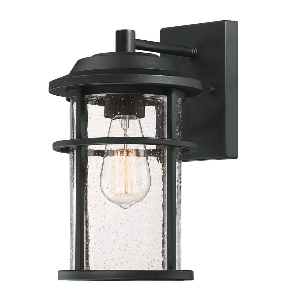 Pia Ricco 13.2 in. 1-Light Black Outdoor Wall Lantern Sconce With ...