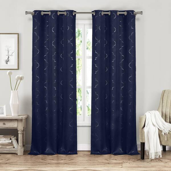 BLACKOUT 365 Stephanie Navy Polyester Window Panel - 37 in. W x 84 in ...