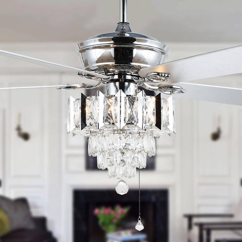 Oaks Aura Cisliano 52 in. Indoor Chrome 5 Reversible Blades Ceiling Fan ...