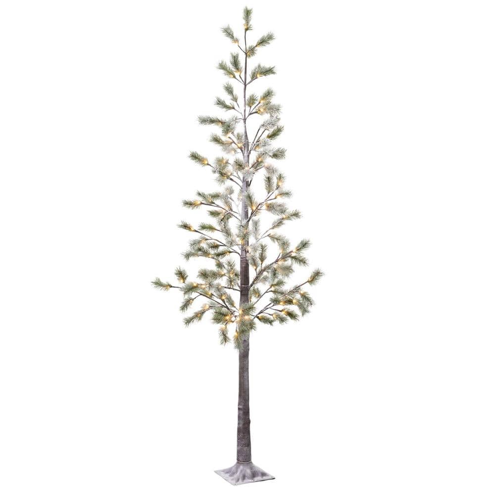 SULLIVANS 8 ft. Prelit Snowy Pruned Pine Christmas Tree TR1197 - The ...