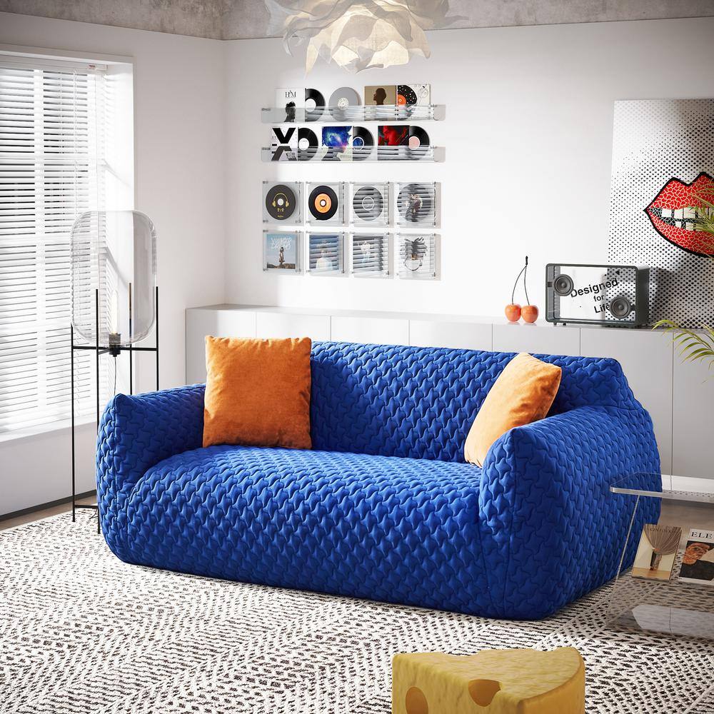 BYBLIGHT 82.6 in. W Modern Rectangle Sofa Couch, Floor Cloud Couch 3 ...