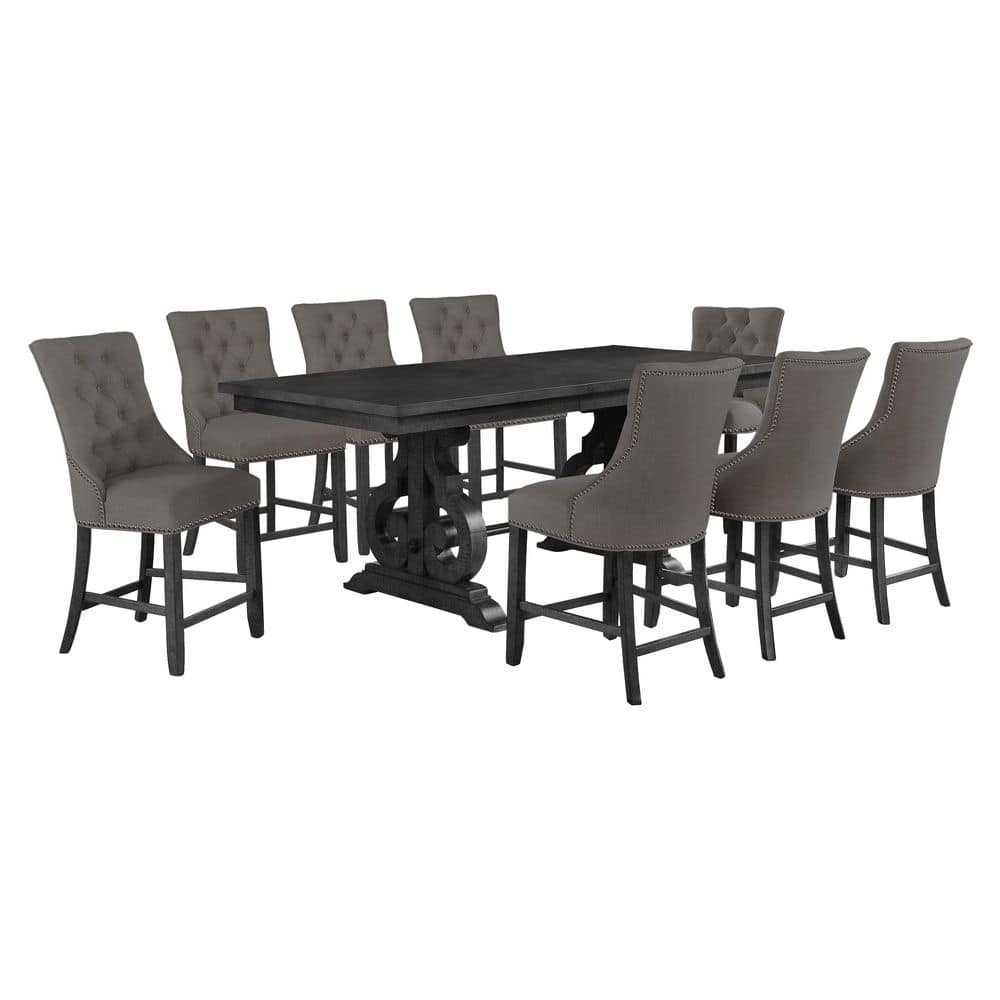 Best Quality Furniture Elias 9-Piece Rectangle Counter Height Dining ...