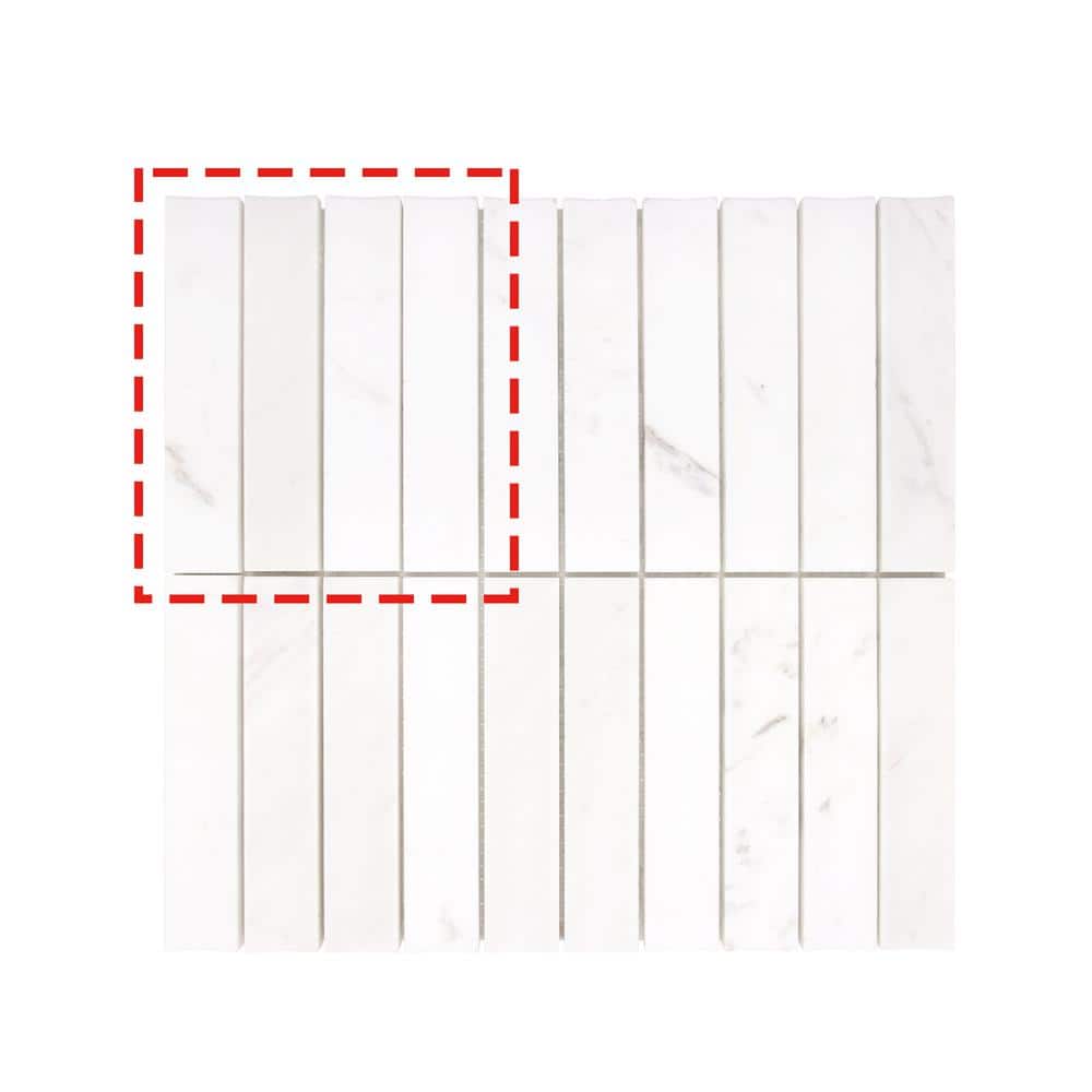 Have a question about sunwings Stacked White Calacatta 6 in. x 6 in. Honed Fluted Nero Marquina ...