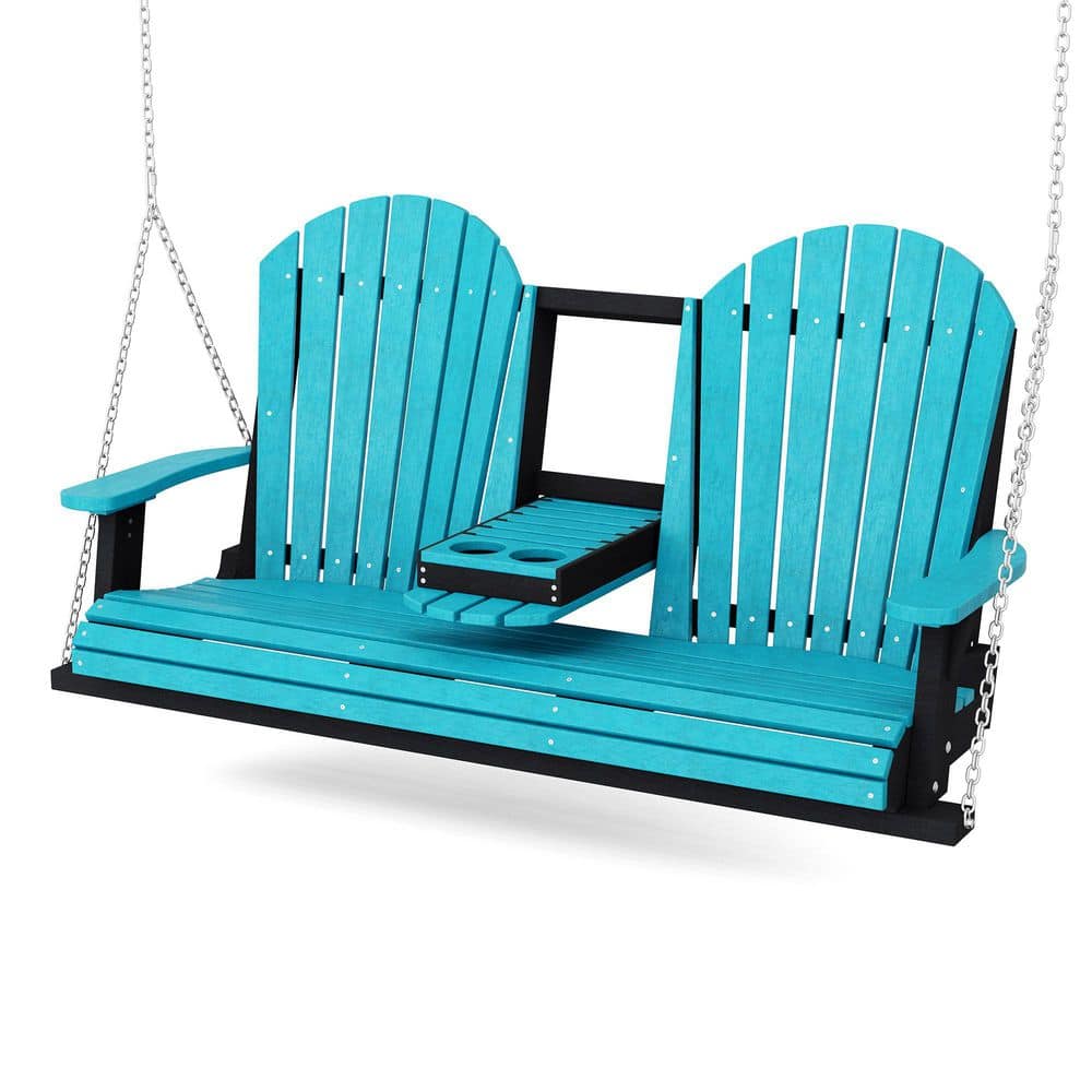 Wildridge Heritage 2-Person Aruba Blue and Black HDPE Plastic Porch ...