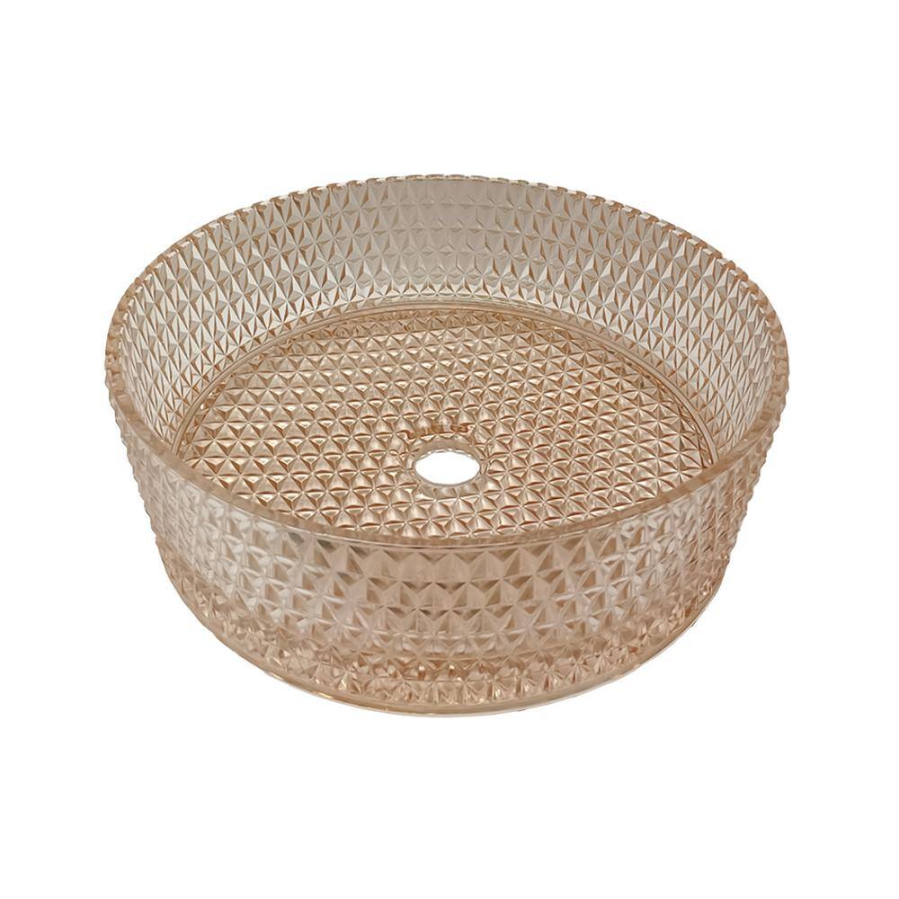 castellousa Scotch 16 in. Modern Champagne Tempered Glass Crystal Round ...