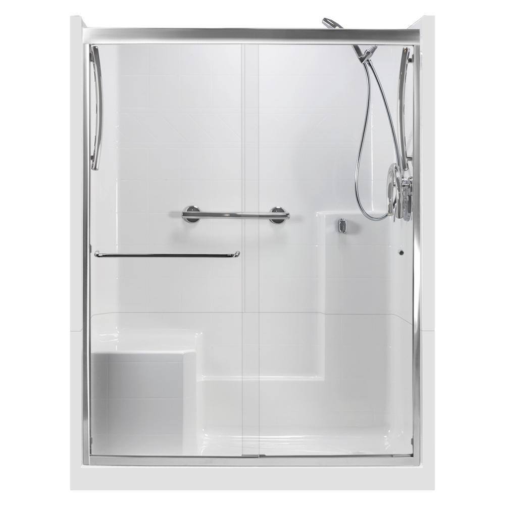 Ella 60 in. x 33 in. x 77 in. Right Drain 3-Piece Alcove Shower Kit in ...