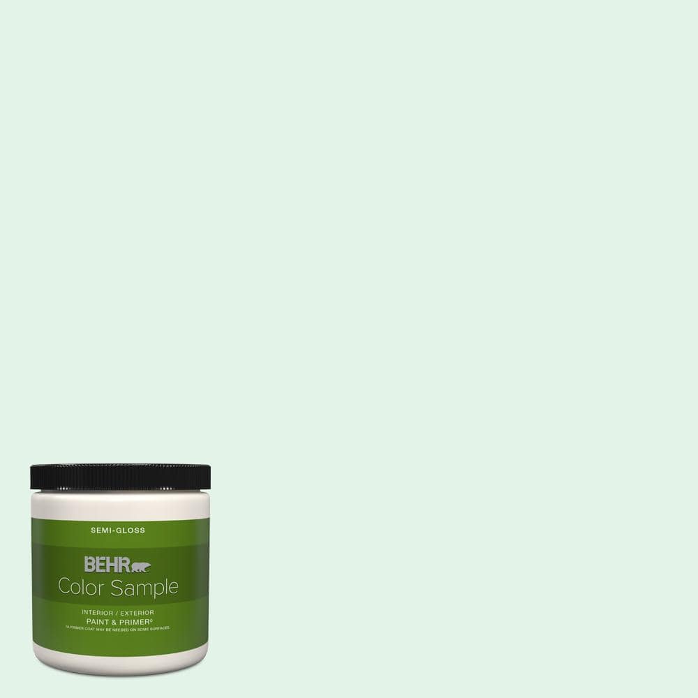 BEHR PREMIUM PLUS 8 oz. #480C-1 Light Mint Semi-Gloss Interior/Exterior ...