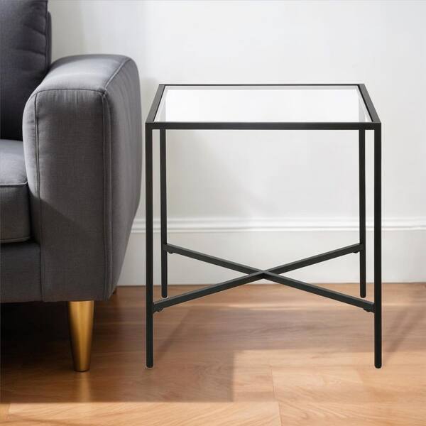 HomeRoots 20 in. Black Square Glass End Table 2000543835 - The Home Depot