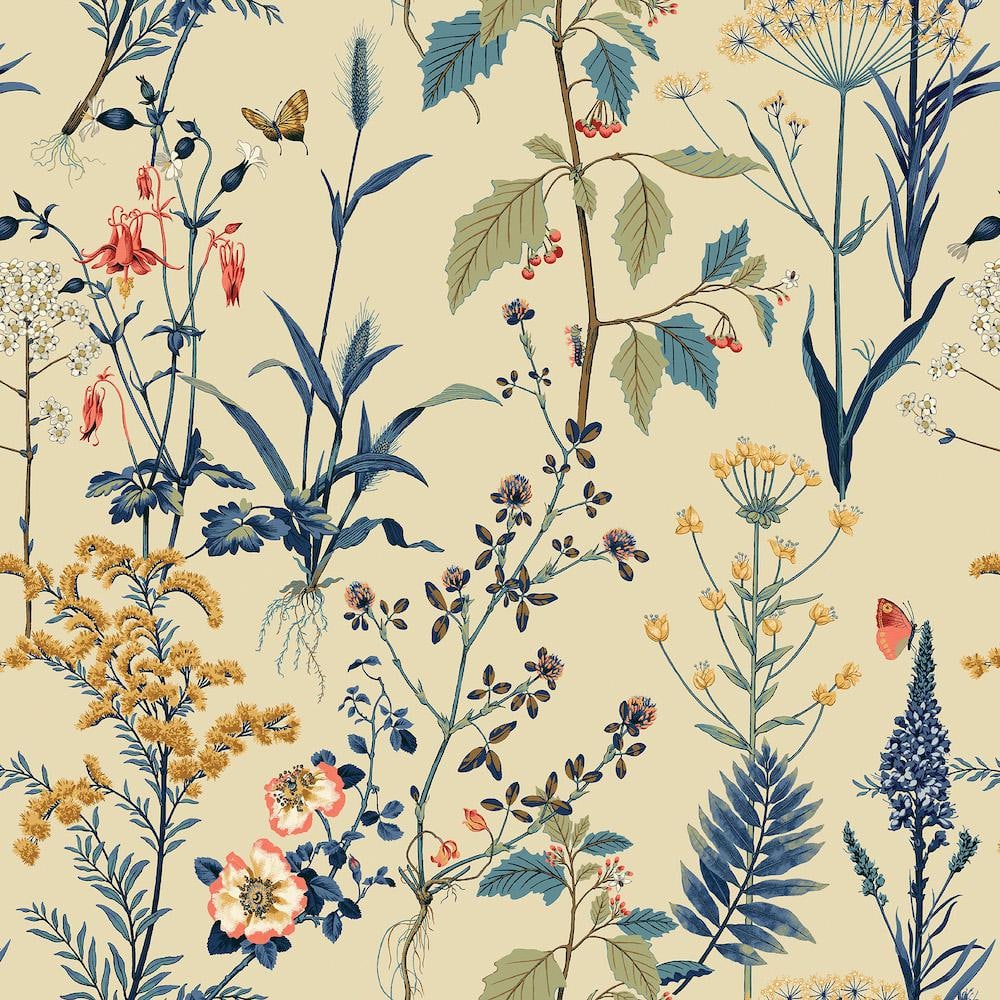 SURFACE STYLE Berkshire Meadow Floral Parchment Vinyl Peel and Stick ...