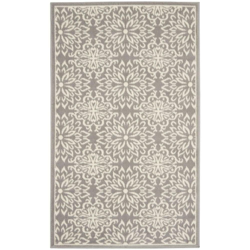 Nourison Jubilant Ivory/Grey 3 ft. x 5 ft. Floral Transitional Kitchen ...