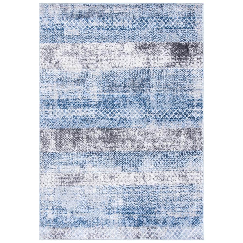 SAFAVIEH Amelia Navy/Gray 4 ft. x 6 ft. Geometric Distressed Area Rug ...