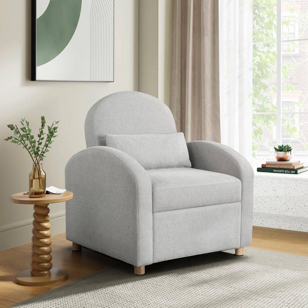 Serta Toluca Light Grey Chenille Convertible Arm Chair 111A027LTG - The ...