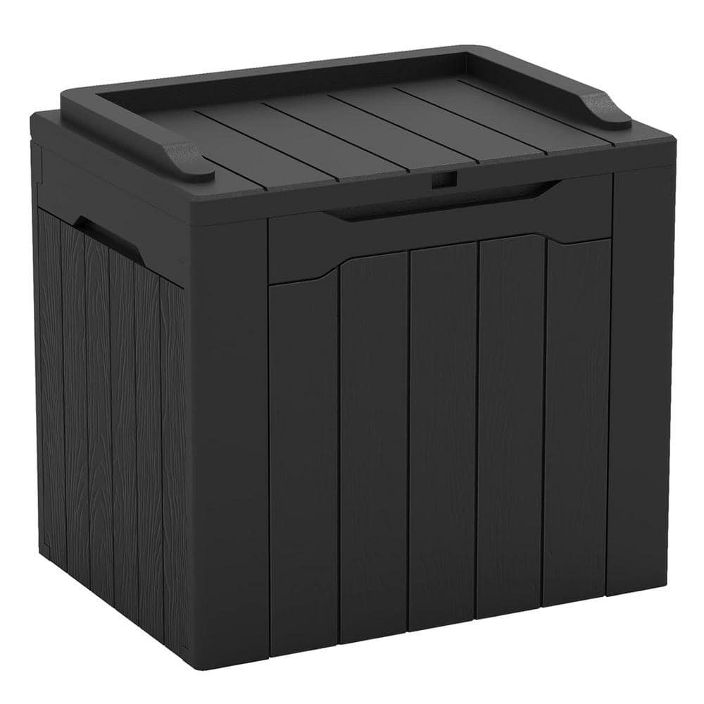 30 Gal. Black Waterproof Resin Deck Box with Lockable Lid and Side ...