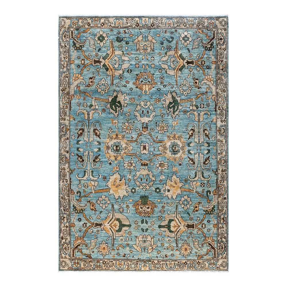 Solo Rugs Serapi Light Blue 6 ft. x 9 ft. Tribal Wool Indoor Area Rug ...