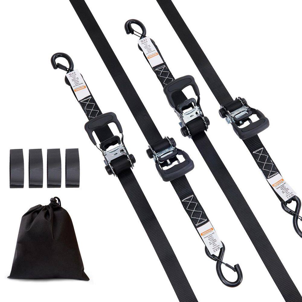SKYSHALO Ratchet Tie Down Straps (4PK), 5,208 lb. Max Break Strength ...