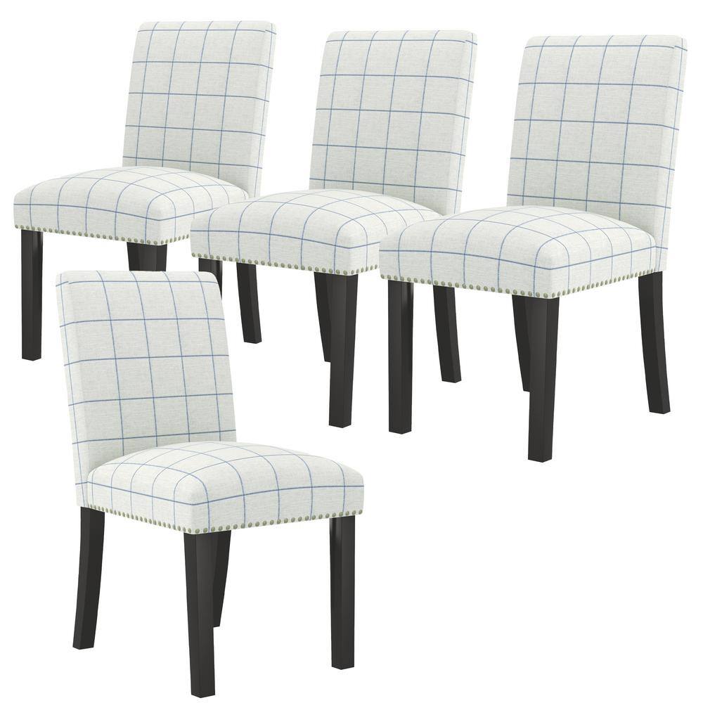 Handy Living Schmitz Upholstered Dining Chairs in Woven Denim Blue ...